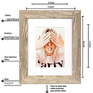 Scholartree Wide Molding 8x10 Picture Frames Display Picture 5x7 with Mat, HD Glass Inside Rustic Wooden Light Brown Photo Frame for Table Top and Wall Mount, 2 Sets