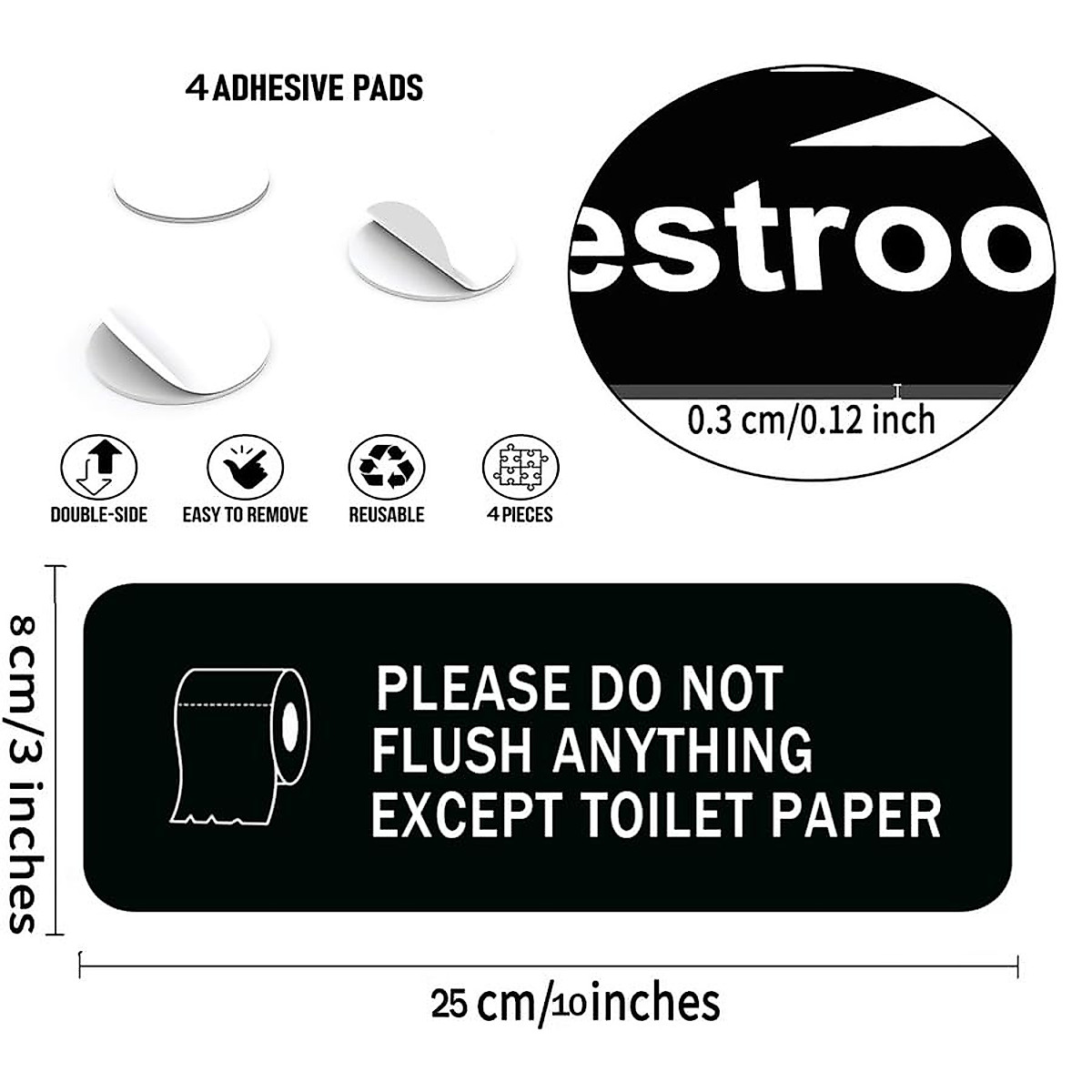 FZQDMT Fire Exit Sign For House, Strong Self-Adhesive Signs For Home, 10” X 3” Premium Durable Acrylic Sign For Door/Wall/Window