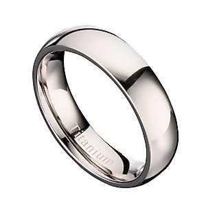 MJ Metals Jewelry Classic Mirror Polished Lightweight 5mm Titanium Wedding Band Comfort Fit Ring Size 9