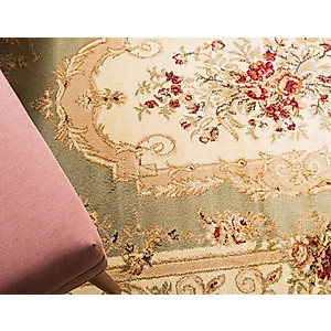 Unique Loom Versailles Collection Traditional Classic Floral Motif Area Rug (10' 0 x 13' 0 Rectangular, Green/ Ivory)