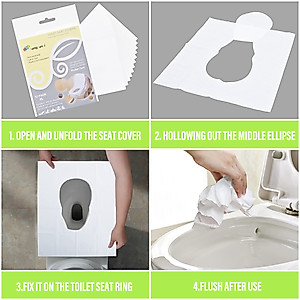 Disposable Toilet Seat Covers,120 Pack XL Toilet Seat Liner Biodegradable for Public Restrooms, Porta Potty Toilet Seat Covers Flushable,Potty Toilet Seat Covers for Travel Toddlers Child Training