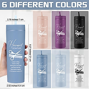 Rtteri 6 Pcs Hairdresser Tumbler Hair Stylist Gifts for Women Men Hairstylist Ideas 16 oz Hair Stylist Tumbler with Straw and Lid Frosted Plastic Coffee Cup for Salon Hairstylist Appreciation Day