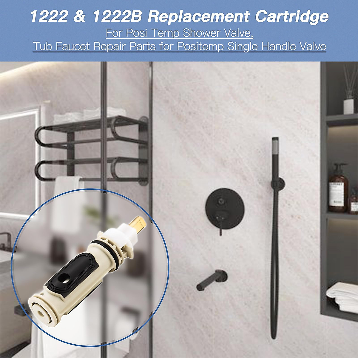 for Moen 1222 One-Handle Posi-Temp Faucet Cartridge Replacement,Compatible with Moen Tub Shower and Shower Only Configurations,Brass and Plastic