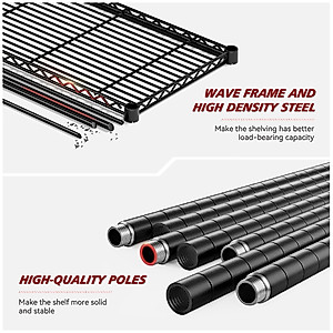 REIBII 72’’H Wire Shelving, 6 Tier Garage Shelving Units and Storage Shelves Heavy Duty, Adjustable Heavy Duty Metal Shelves for Storage Shelves for Pantry Kitchen Garage, 24’’W X18’’D X72’’H