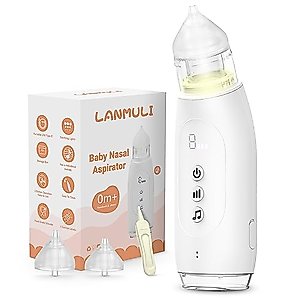 LANMULI Electric Nasal Aspirator for Baby, Automatic Toddler Nose Sucker with Adjustable Suction Level, Music and Light Soothing Function