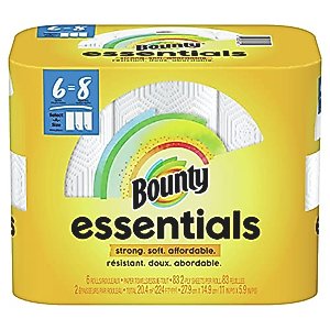 Bounty Essentials 2-Ply Paper Towels, Select-A-Size, 11" x 5 7/8", White, 83 Sheets Per Roll, Carton Of 6 Rolls
