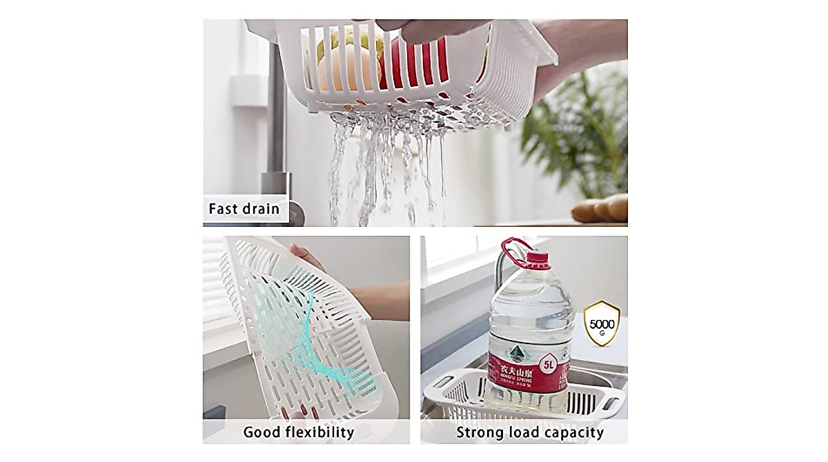 Adjustable Over the Sink Colander for Kitchen