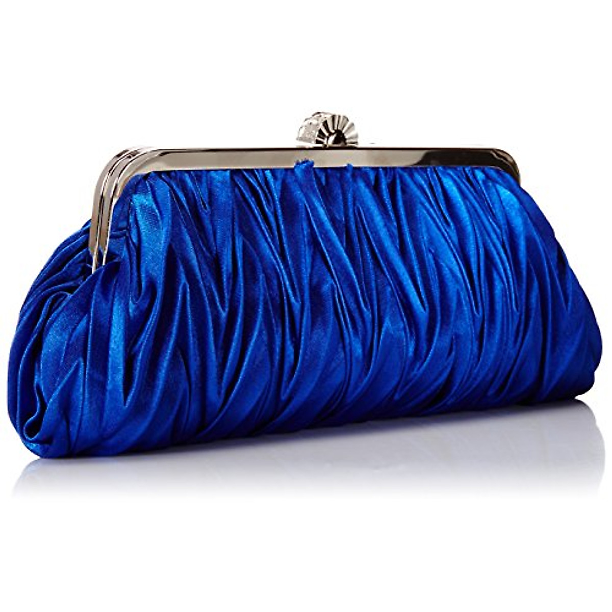 Yonger Womens Vintage Satin Cocktail Party Handbag Wedding Bag Shoulder Chain-blue