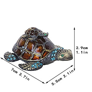 YU FENG Mother and Baby Turtle Figurines Jewelry Trinket Boxes Hinged Collectible Figurines
