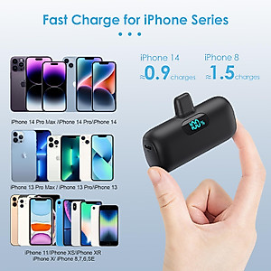 Feob [2 Pack]Small Portable Charger for iPhone,Upgraded 5000mAh PD Fast Charging Power Bank,Mini Phone Battery Pack Compatible with iPhone 14/14 Pro Max/13/13 Pro/12 Pro/11/XR- Black+Black (‎‎HX45X2)