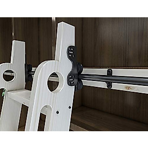 104RDHOUSE 4FT Sliding Library Ladder Hardware kit Telescopic Upper Roller,Floor Wheels with Brakes (No Ladder)