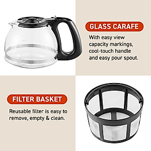 Elite Gourmet EHC4128 Automatic 4-Cup Brew & Drip Coffee Maker with Pause N Serve, Glass Carafe, Reusable Filter, On/Off Switch, Keep Warm, Water Level Indicator, Black