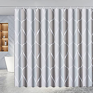 Woisut Shower Curtains, Thickened Water Proof Quick Drying Shower Curtain Set 72 x 72 Inches with 12 Rustproof Hooks and for Bathroom Shower, Grey Polyester Shower Curtain Machine Wash
