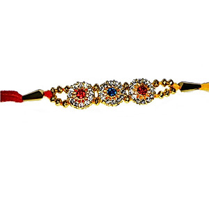Best Rakhi,Diamond Rakhi,Set of Two Rakhi,Rakhi Threads, Raksha bandhan Strand Bracelets Gift for Your Brother/Siblings - Bhai & Multicolored Hand Made Rakhi Set (Rakhi Pattern 1)