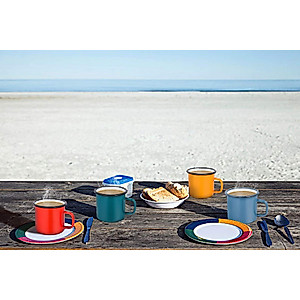 TeamFar Tea Coffee Mug Set of 4, Enamel Drinking Mugs Cups for Home Use/Office/Party or Camping, Bright Colors and Classic Look - 12 ounce