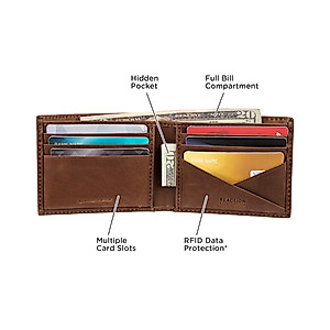 Kenneth Cole Men's Leather Bifold Wallet, Tan, One Size