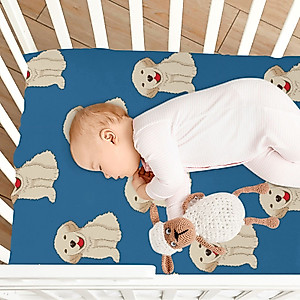 Labrador Golden Retriever Dog Baby Crib Sheets Soft Toddler Bed Sheets Breathable Mattress Cover Baby Sheets for Stroller Crib Mattress Infant Unisex Girl, 52 * 28 * 9in
