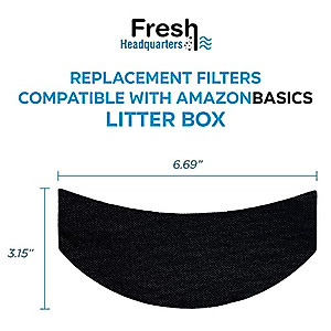 Activated Charcoal Replacement Filters Compatible with AmazonBasics Hooded Covered Cat Litter Box 6 Pack– Eliminate up to 99% of Odors to Keep Your Home Fresh