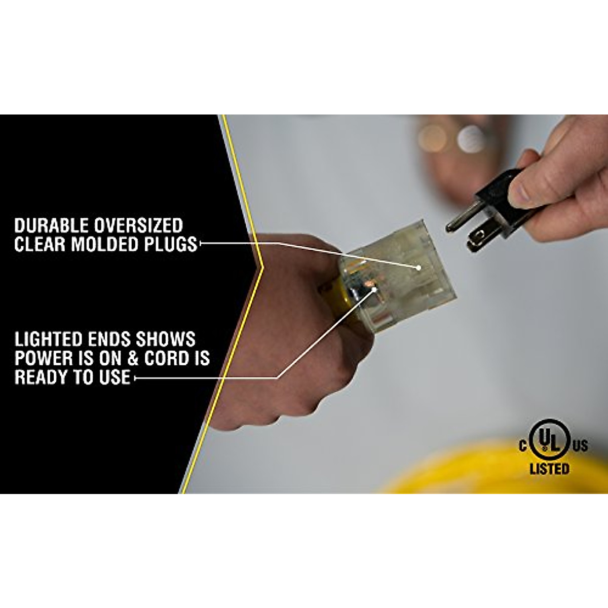 Yellow Jacket 2805 10/3 Heavy-Duty 15-Amp SJTW Contractor Extension Cord with Lighted End; 50-Feet