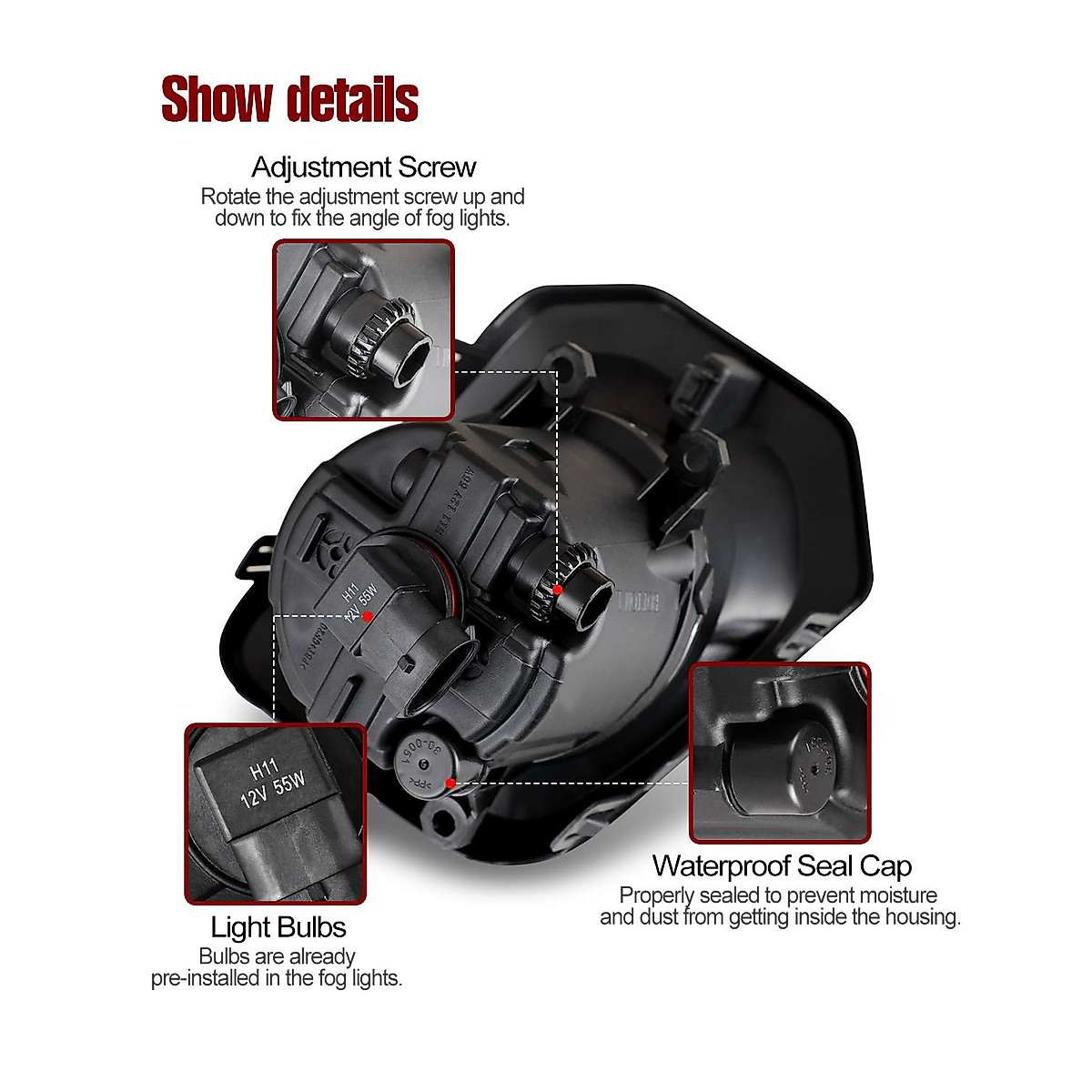 AUTOWIKI Fog Light Assembly For Toyota Tacoma 2016-2023 (Fits SR, SR5 Model Only) OEM Replacement Fog Lamps With Clear Lens 2pcs
