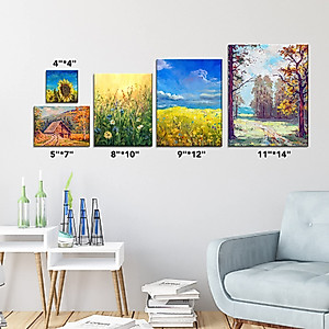 ESRICH Canvases for Painting Blank Cotton Canvas Boards 21Pack with 7 Size 4*4", 5*7", 8*10", 9*12", 11*14"，Round Canvas with 8*8", 10*10", 3 of Each, Painting Canvas for Oil & Acrylic Paint