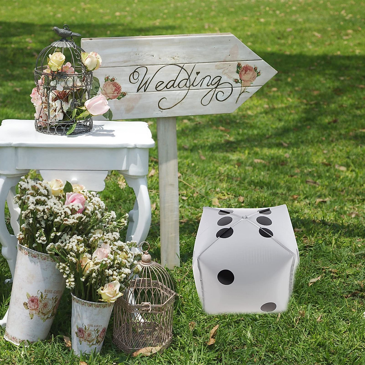 5pcs Square Dice Balloons Aluminum Dice Foil Balloons Cube Balloons for Theme Party Decorations,White