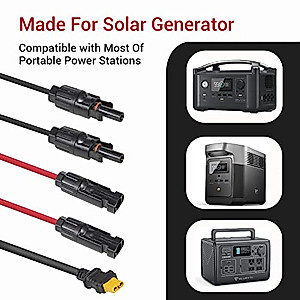 ROCKPALS Solar Panel Parallel Adapter to XT60, Solar Connectors Y Branch Parallel Adapter Cable Wire Plug Tool Kit, Compatible with EcoFlow River Delta Mini/Bluetti Solar Generator