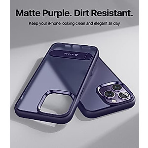 andobil for iPhone 14 Pro Case with Stand [Built-in Invisible Kickstand] [Military Grade Protection] Shockproof Translucent Slim Protective Case for iPhone 14 Pro 6.1 Inch 2022, Matte Purple