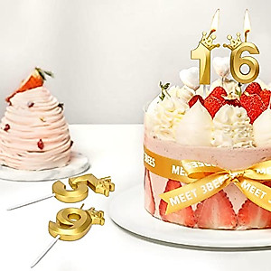 Leezmark 2nd Birthday Number Candle Birthday Decorations Candle Sparkler for Cake Topper, Anniversary Decorations 12 20 21 25 Years Old Birthday Candles (Gold, Number 2 Candle)