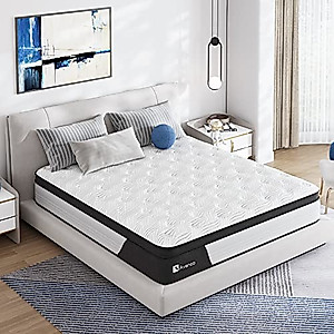 Avenco California King Mattress 12 Inch, Hybrid Mattress Cal King Medium Firm, Cal King Mattress in a Box with Pocketed Springs CertiPUR-US Foam Mattress, Supportive, Pressure Relief, Edge Support
