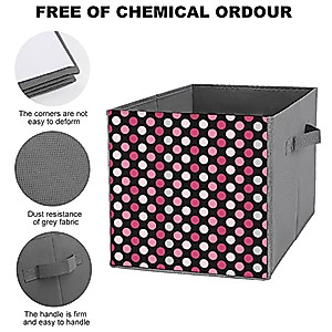 Pink Polka Dot Collapsible Storage Bins Basics Folding Fabric Storage Cubes Organizer Boxes with Handles