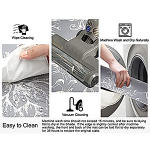 Cosilyt 1/10 Inch Ultra Thin Front Door Mat Rug Indoor Entrance Inside Non Slip, Large Waterproof Rubber Kitchen Rug and Interior Home Washable Door Mat, 24"×35", Baroque Grey