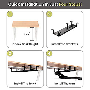 FERSGO Under Desk Keyboard Tray Track Elevation Kit for 30" x 24" Desk - Easily Install Undermount Tray for Maximum Comfort and Better Posture Even with Desk Underside Bars