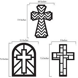 VHALE Suncatchers Craft 3 Sets (9 Cutouts) w Tissue Papers Stained Glass Effect Paper Sun Catcher Kit, Window Art, Classroom Crafts, Creative Art Projects, Kids Party Favors (Cross)