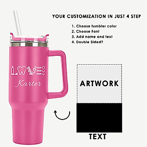 LifGif Personalized Laser Engraved 40 oz Large Tumbler with Handle, Straw and Lid - Dental Hygienist gifts Custom engraved tumbler, insulated for hot and cold, Custom Coffee Cup, Bottle Water