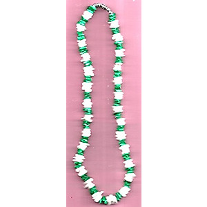 18" ROSE CLAM SHELL NECKLACE- FOR TEEN AGES COLOR GREEN AND WHITE