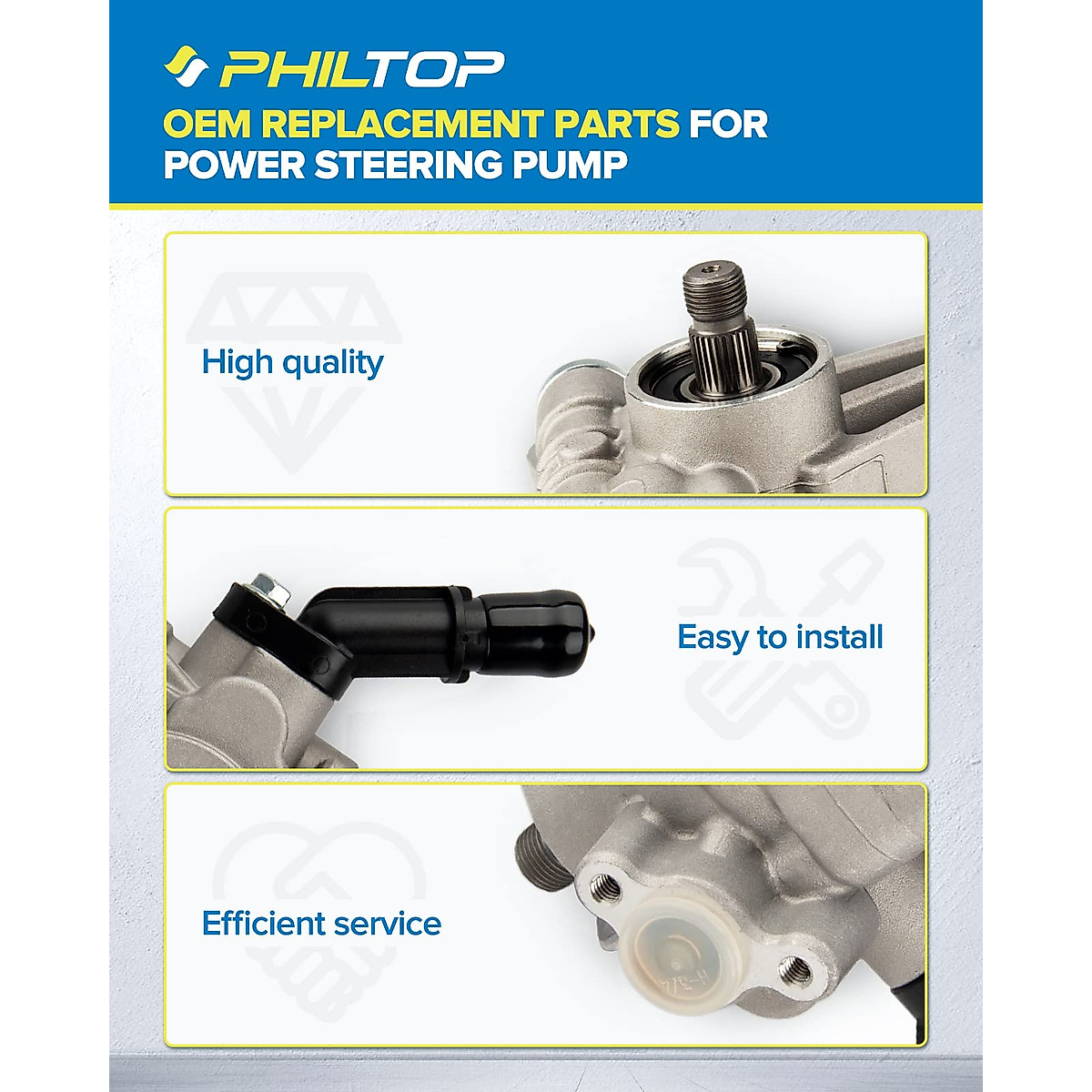 PHILTOP 21-5494 Power Steering Pump Direct Fits Accord 2008-2012 3.5L, Pilot 2009-2011, Accord Crosstour 2010 2011, Crosstour 2012 3.5L, Power Steering Asist 56110R70A11, 56110R70A12