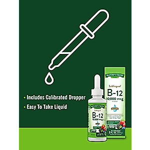 Nature's Truth Sublingual Vitamin B-12 10,000 Mcg, Fast Acting Liquid, Natural Berry Flavor, 2 Fluid Ounce (Pack of 1)