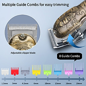 Dumite Hair Clippers for Men,Professional Hair Cutting Kit,Cordless Barber Clipper and T-Blade Beard Trimmer Set (Gold-1)