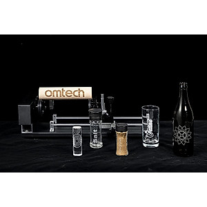 OMTech 4-Wheel Rotary Cutter and Engraver Attachment with Nema 23 2-Phase Stepper Motor for 50W 60W 80W 100W 130W CO2 Laser Engraving Machine Rotary Tool Accessory Kit for Wood and More