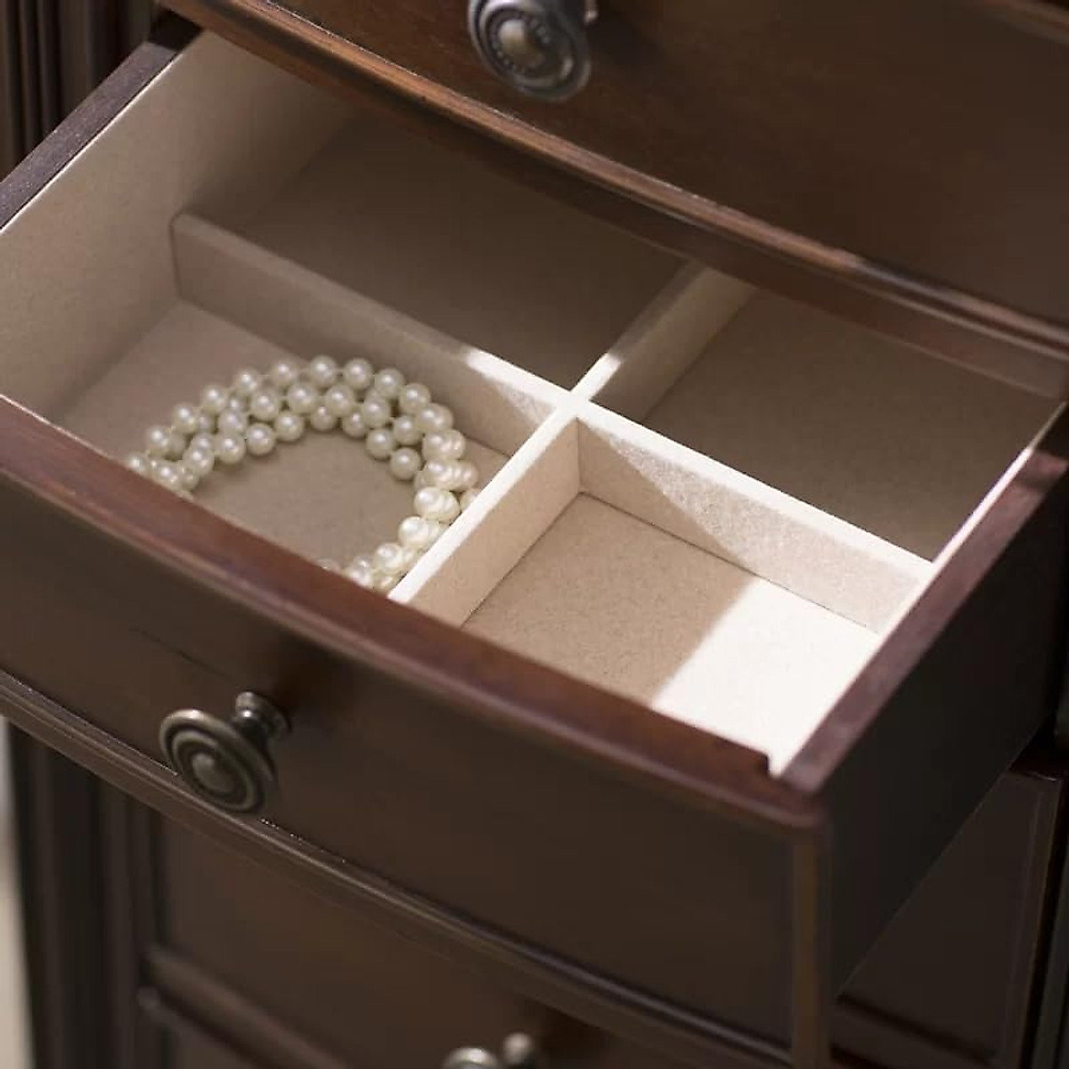 Hives and Honey Landry Jewelry Armoire, 18W x 12.5D x 40H", Walnut