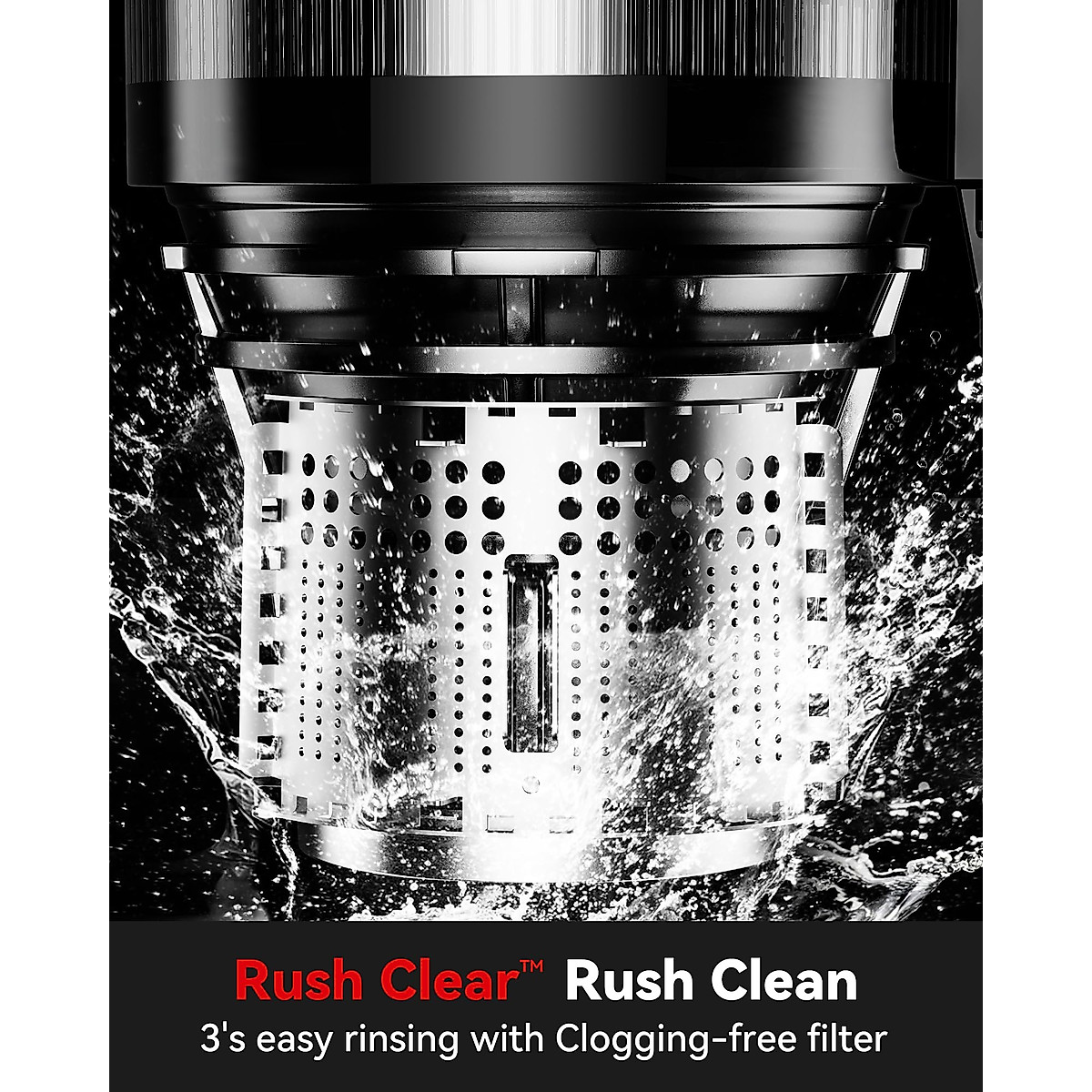 Rush Clear Slow Masticating Juicer Machines, Cold Press Juicer with No-Prep 4.35" Feed Chute Fit Whole Fruits & Vegetables Juicer Machine Easy to Clean, LINKChef 42oz Capacity, 200w, Blackout