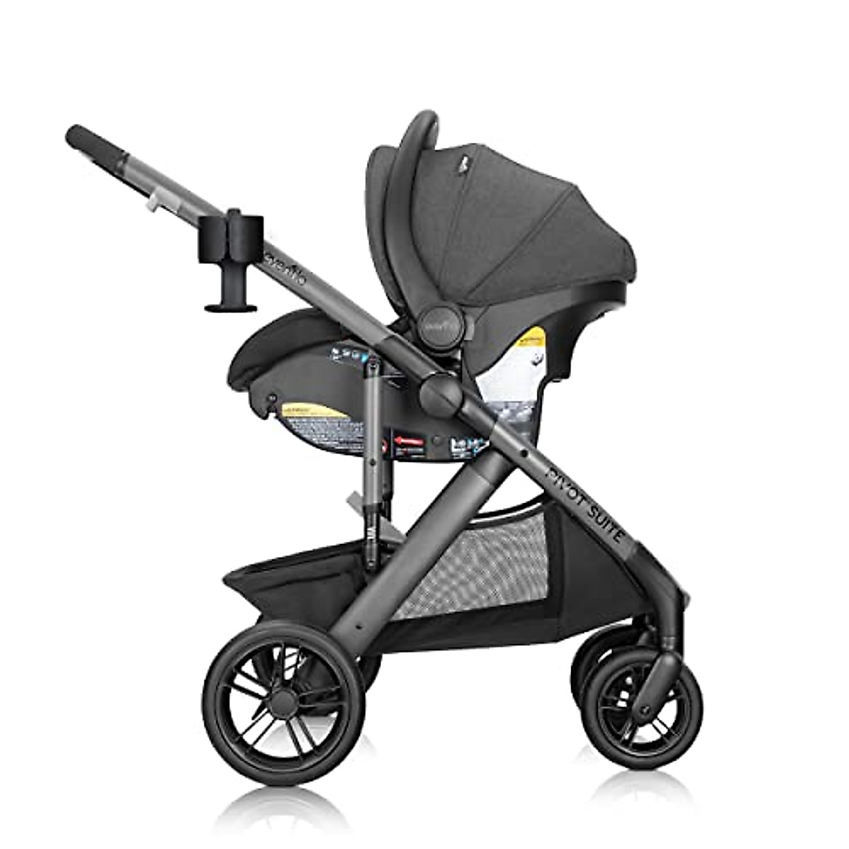 Evenflo Pivot Suite Travel System with LiteMax Infant Car Seat with Anti-Rebound Bar Devon Gray