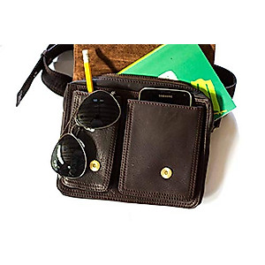 Leather Hip Bag ** The Burn Notice Bag ** (M/L (36" - 53"), Dark Brown)