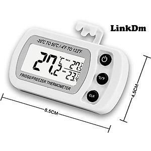 LinkDm 2 Pack Digital Refrigerator Freezer Thermometer,Max/Min Record Function with Large LCD Display