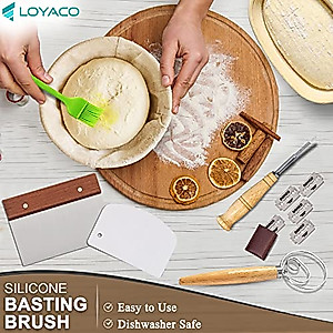 LOYACO 10pcs Banneton Bread Proofing Baskets 10" Round + 9" Oval Sourdough Proofing Basket Set with Dough Bowls, Bread Lame, Whisk, Dough Scrapers & Oil Brush - Bread Making Tools and Supplies Gift
