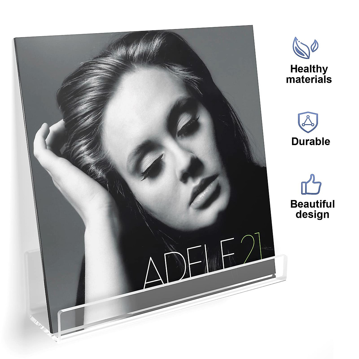 Laurensory Vinyl Record Shelf Wall Mount, 6 Pack Clear Acrylic Album Record Holder Display, Kids Bookshelf, Floating Wall Shelves for Bathroom, Bedroom, Living Room, Kitchen, 7 inch