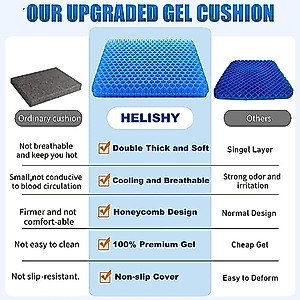 Gel Seat Cushion - Non-Slip Egg Seat Cushion Chair Pads - Office Chair Car Seat Cushion for Sciatica & Back Pain Relief - Coccyx Cushion for Home, Wheelchair, Computer, Desk Chair, Truck