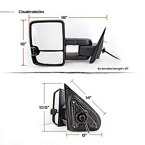 AKKON - For 14-18 Silverado Sierra Pair of Power Fold + Heated + Turn Signal Glass Side Black Texture Towing Mirrors