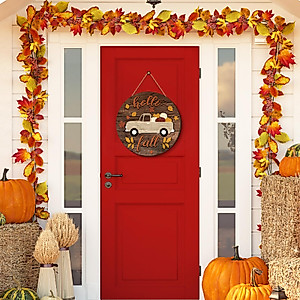 Boao Thanksgiving Welcome Sign for Front Door Hello Fall Wood Sign Autumn Harvest Door Hanger Fall Farmhouse Decor Hanging Porch Sign Rustic Outdoor Plaque Wall Art Thanksgiving Decoration for Home